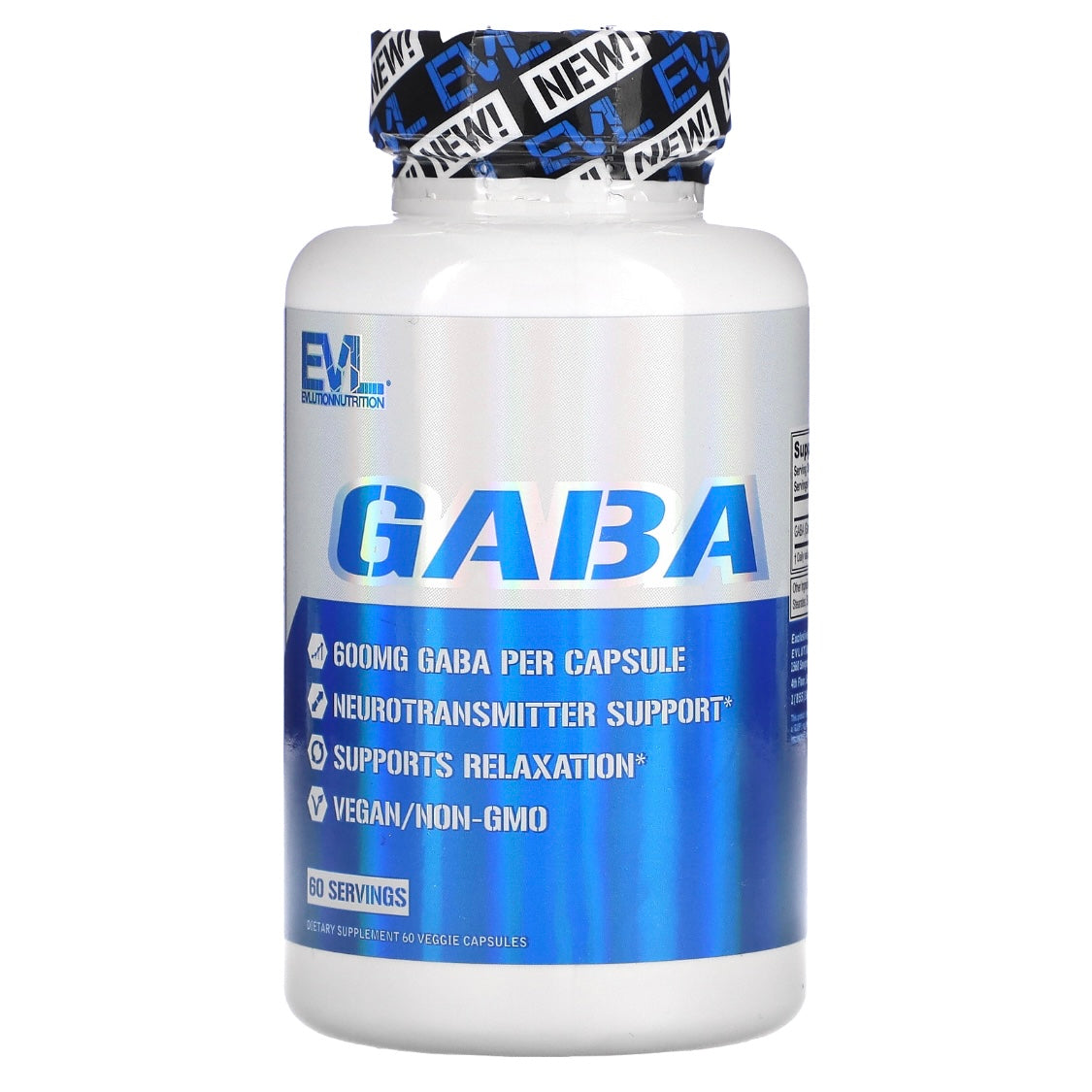 EVLution Nutrition GABA 600 mg 60 Veggie Capsules Exp Dec 2024 ...